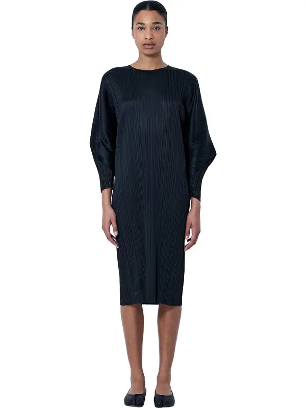 Issey Miyake Midi Dress With Batwing Sleeves - Black