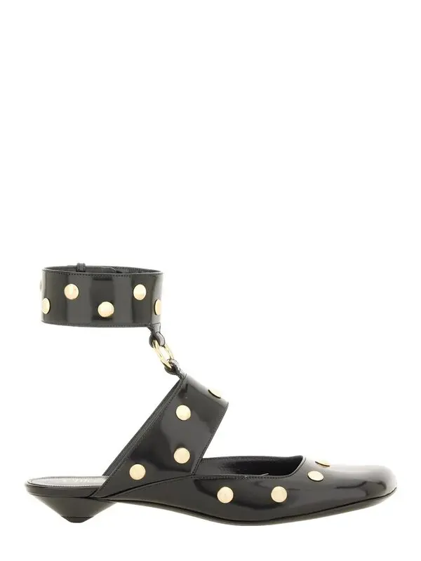 Chloé Jade" Leather Studded Ankle Strap Sandals - Black