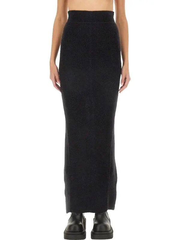 Rick Owens Ribbed Knit Maxi Skirt - Black