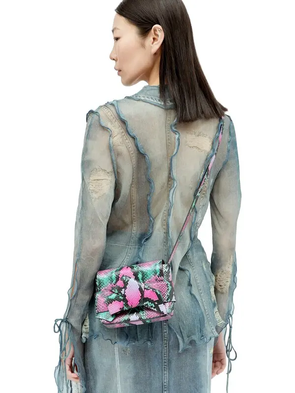 Acne Studios Snake Embossed Leather Shoulder Bag - Pink