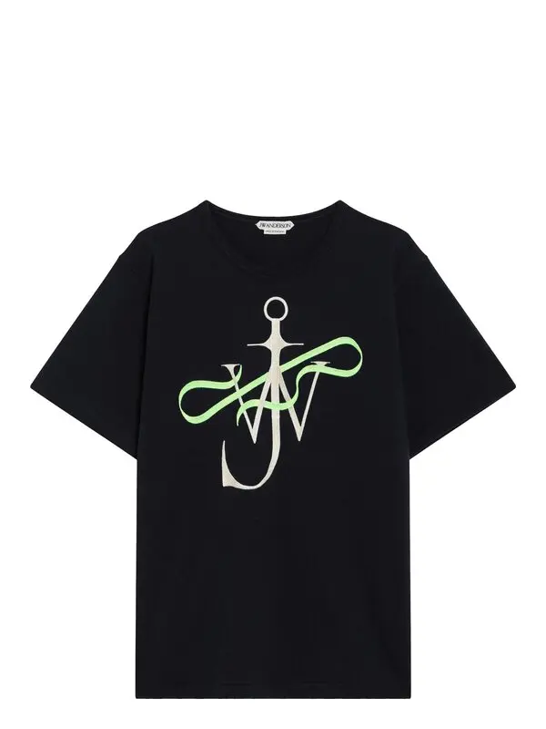 JW Anderson Navy T-shirt With Embroidered Logo - Blue