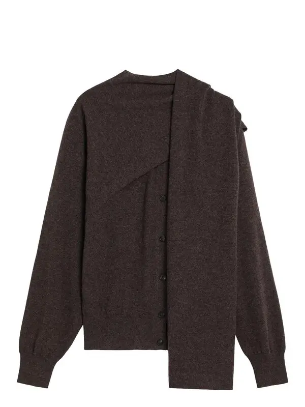 FERRAGAMO Cashmere Cardigan With Scarf Detail - Multicolor