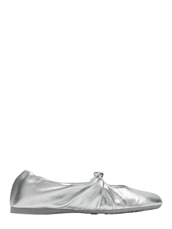 Loewe Pebble Soft Ballet Flats In Laminated Lamb Nappa Leather - Silver