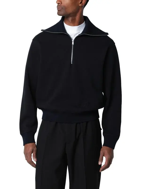 JIL SANDER Half-zip Sweatshirt With Logo Embroidery - Blue