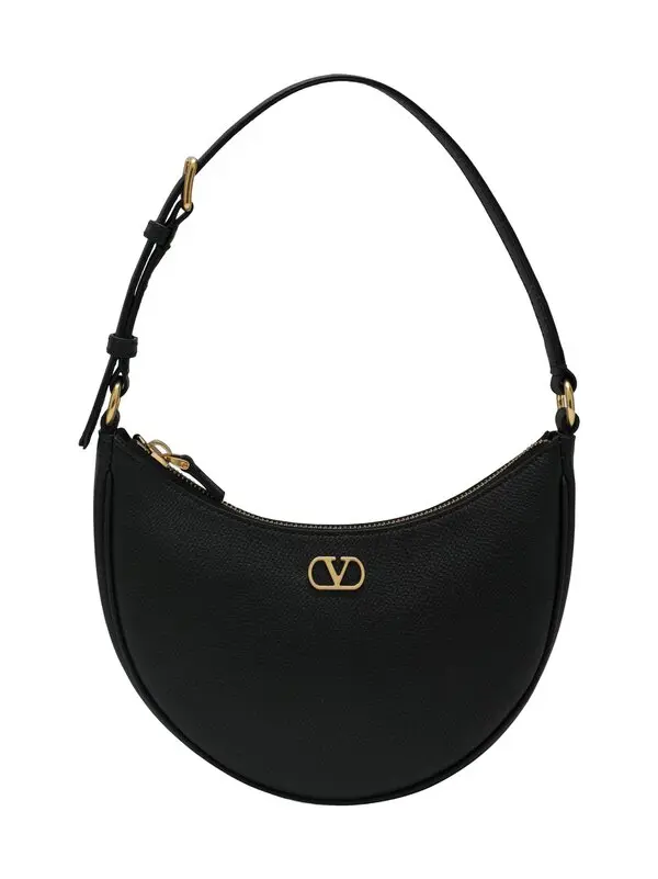 Valentino Garavani Vlogo Mini Shoulder Bag In Hammered Calfskin - Black