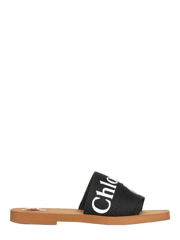 Chloé Woody Linen Flat Sandals - Multicolor