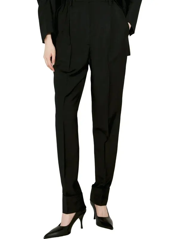 Prada Tailored Mohair Wool Blend High Rise Pants - Black