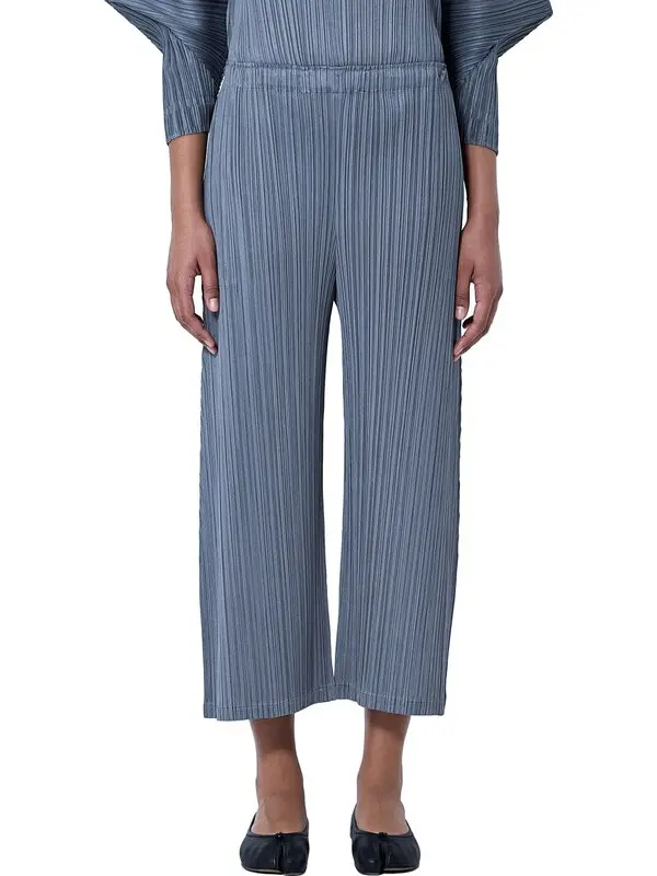 Issey Miyake Pleated Cropped Wide-leg Trousers - Gray