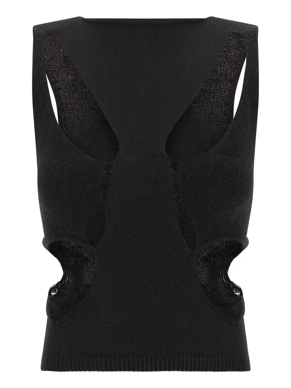 Rick Owens Tanja Wool Top With Cut-out Detail - Black