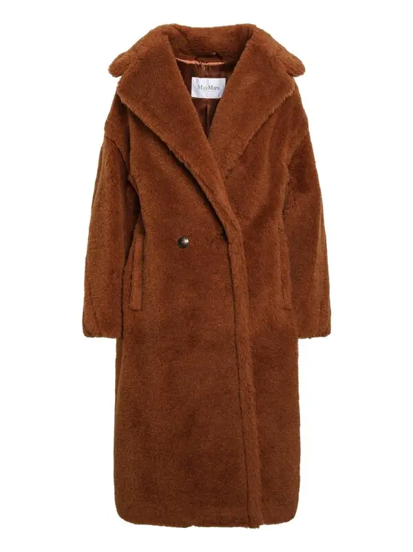 Max Mara Teddy Bear Icon Coat In Alpaca And Wool - White