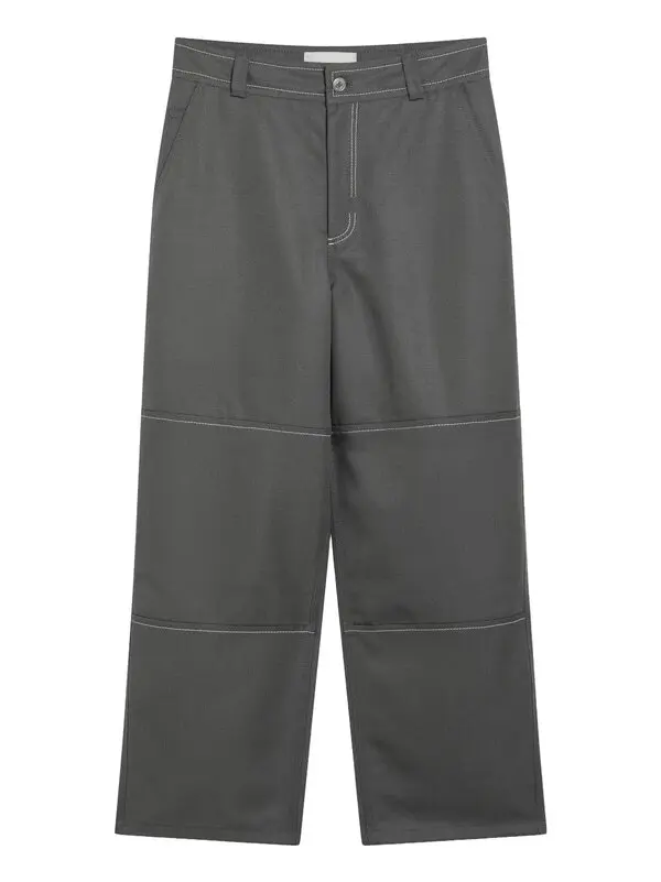 Ami Grey Wool Canvas Workwear Trousers - Black