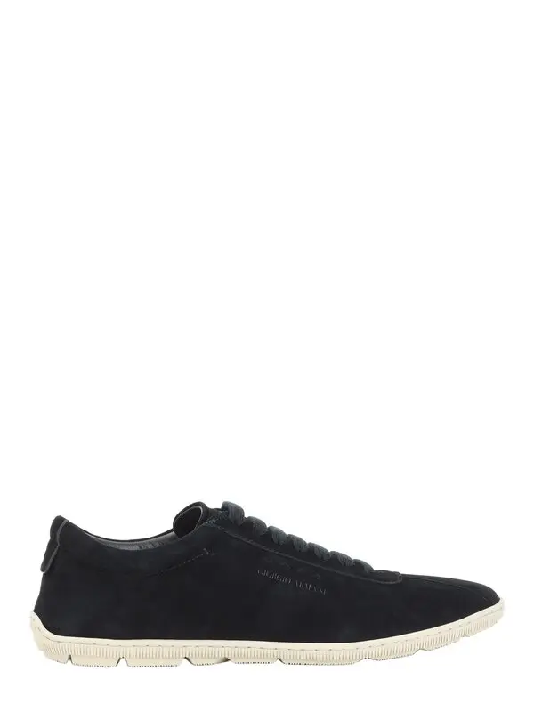 Giorgio Armani Goat Leather Lace-up Sneakers - Black