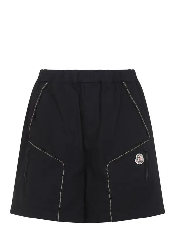 Moncler Cotton Bermuda Shorts With Contrast Stitching - Black