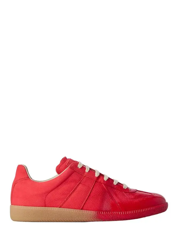MAISON MARGIELA Replica Leather Paneled Sneakers - Red