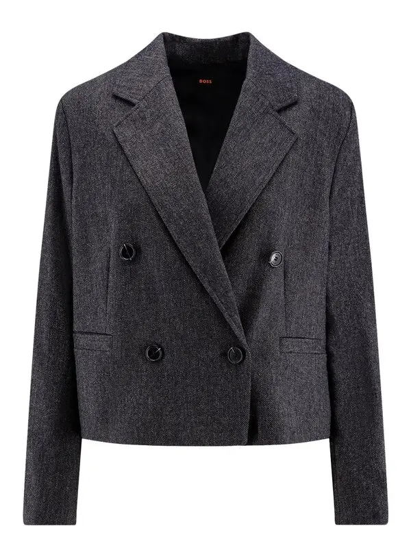 BOSS Jafleni Double-breasted Wool Blend Blazer - Blue