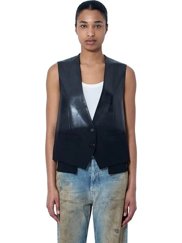 Acne Studios Sleeveless Tailored Waistcoat In Viscose - Black