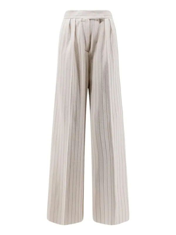 Max Mara Pinstriped Cotton Wide-leg Trousers - Multicolor