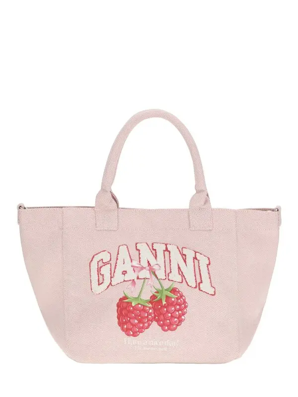 GANNI Small Easy Shopper Raspberry Print Tote Bag - Pink