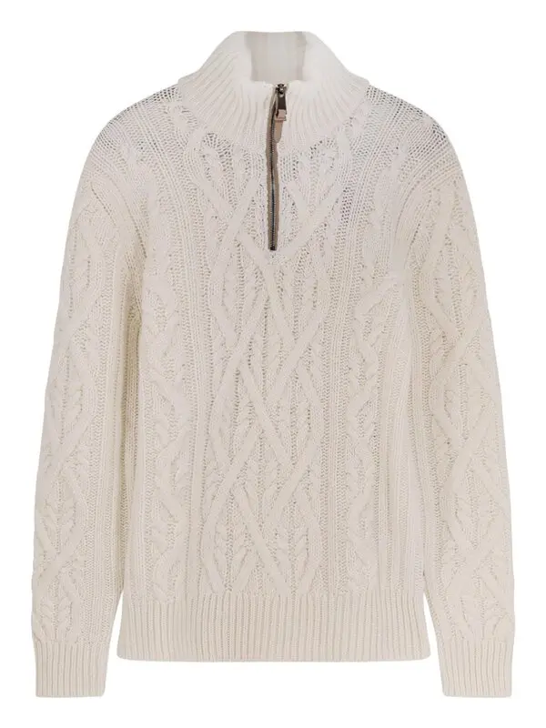 BOSS Harpreno Virgin Wool And Cashmere Cable Knit Turtleneck Sweater - Multicolor