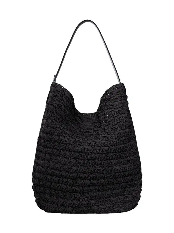 TOTEME Raffia Tote Bag With Belt - Black