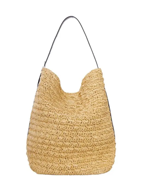 TOTEME Raffia Hobo Bag With Belt - Cream