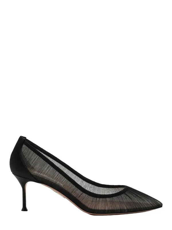 AQUAZZURA Voile Pumps In Satin And Mesh - Black