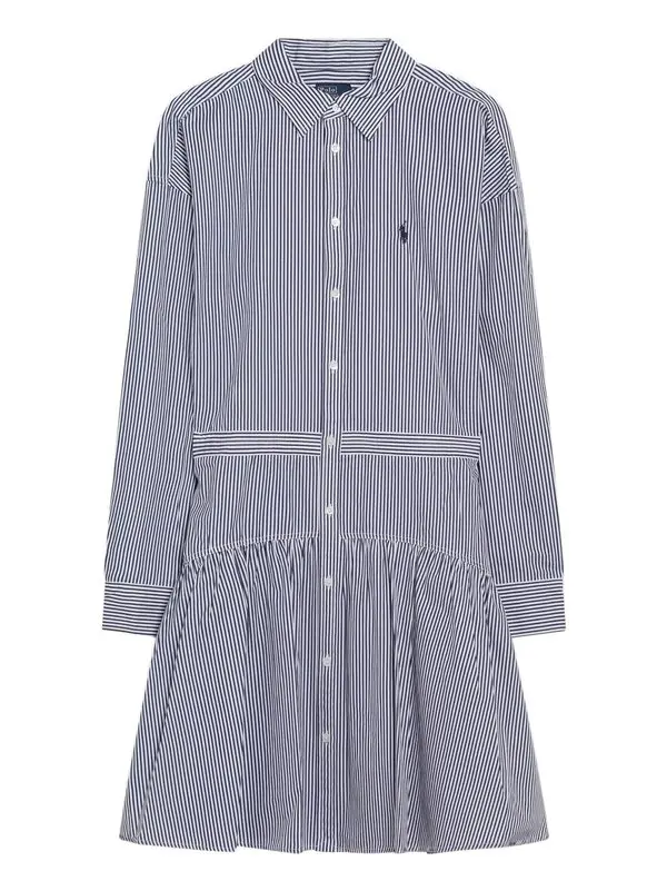 Polo Ralph Lauren Striped Cotton Shirt Dress - Blue