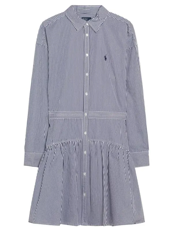 Polo Ralph Lauren Striped Cotton Shirt Dress - Blue