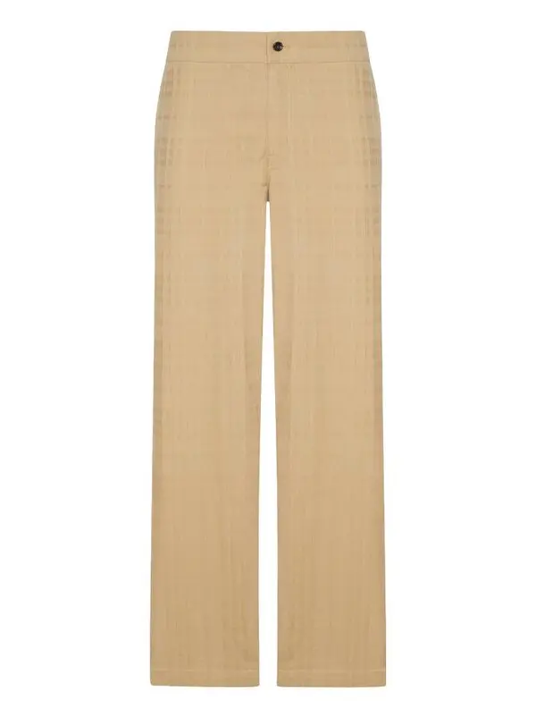 Burberry Textured Check Cotton Trousers - Cream