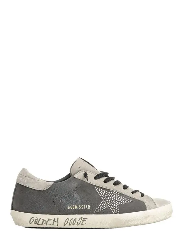 GOLDEN GOOSE Super Star Sneakers With Studded Star Detail - Gray