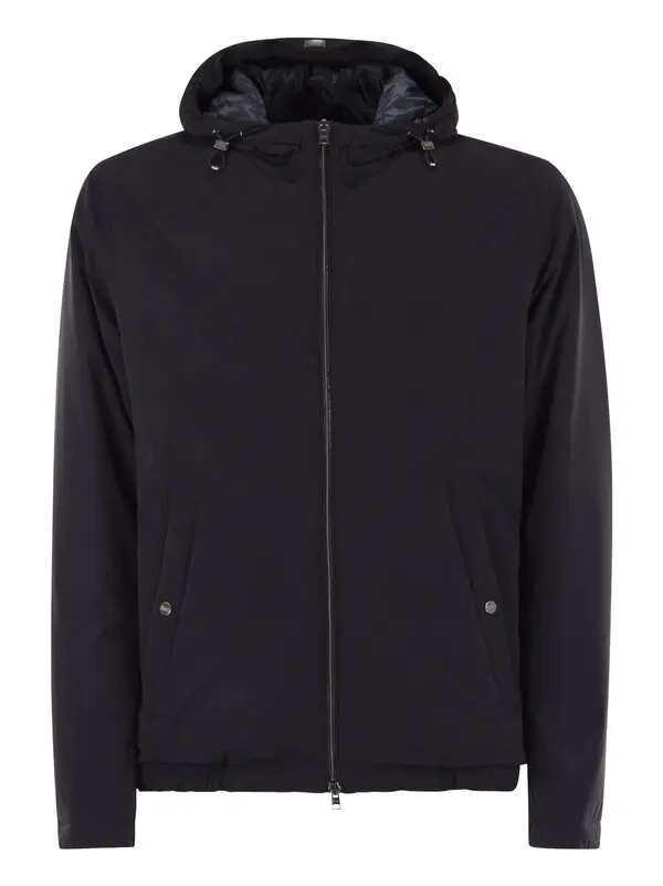 Herno Packable Quilted Hooded Zip-up Jacket - Blue