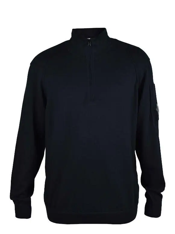 C.P. COMPANY Half-zip Knit Pullover With Lens Detail - Blue