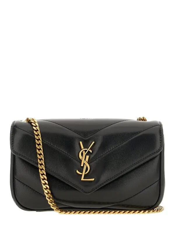 Saint Laurent Quilted Leather Crossbody Bag With Gold Tone Chain Strap - Multicolor