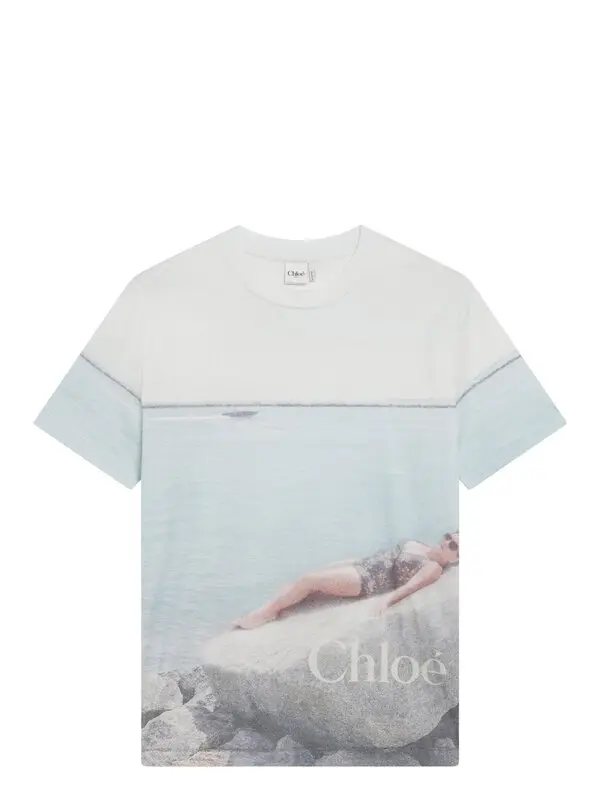 Chloé Crewneck Logo T-shirt In Cotton Jersey - Multicolor