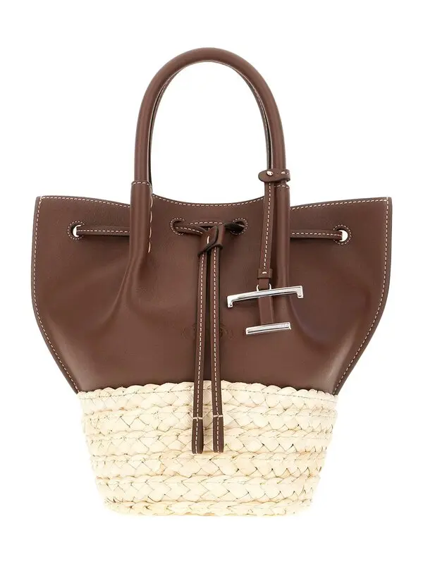 TOD'S Raffia And Leather Bucket Bag - Multicolor
