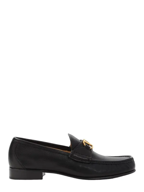 Valentino Garavani Signature V-logo Leather Loafer - Black