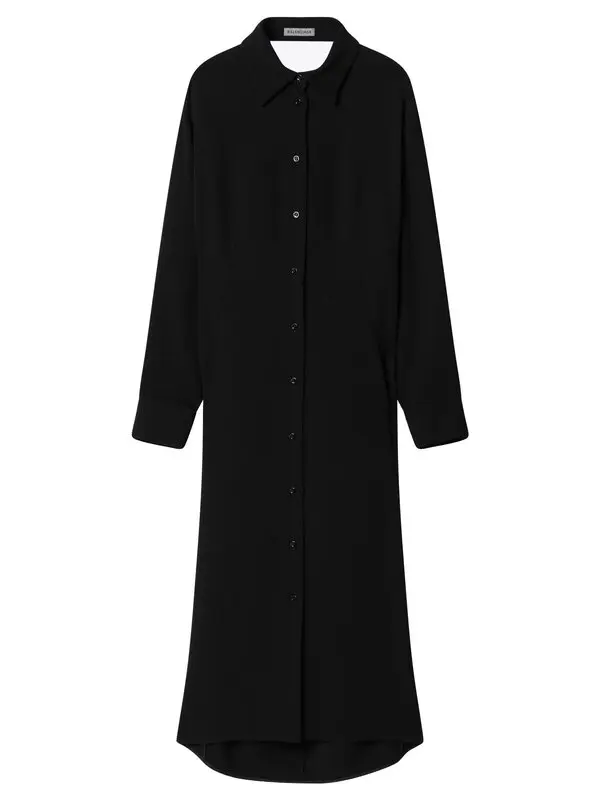 Balenciaga Wool And Silk Midi Shirt Dress - Black
