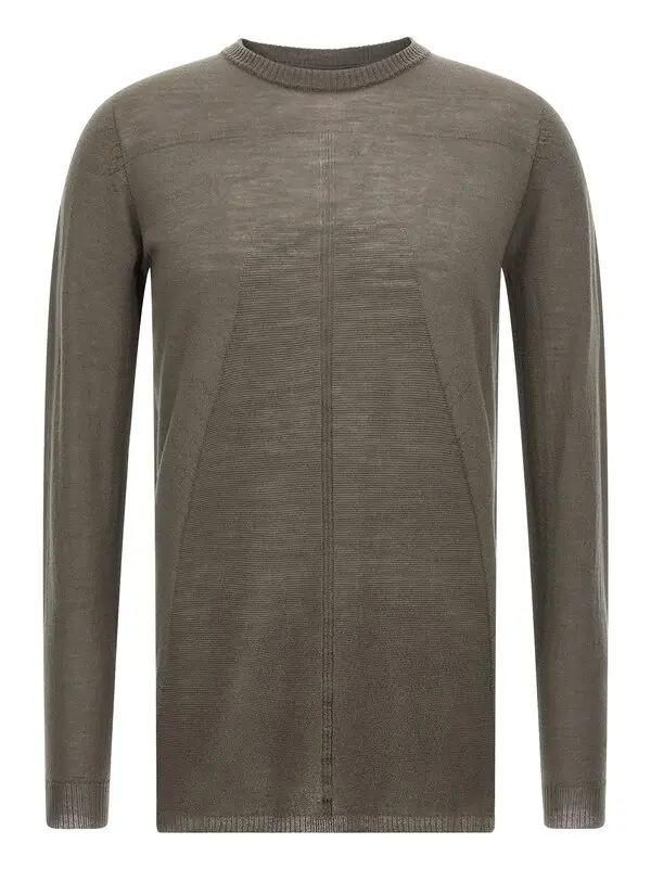 Rick Owens Biker Level' Crew Neck Virgin Wool Sweater - Gray