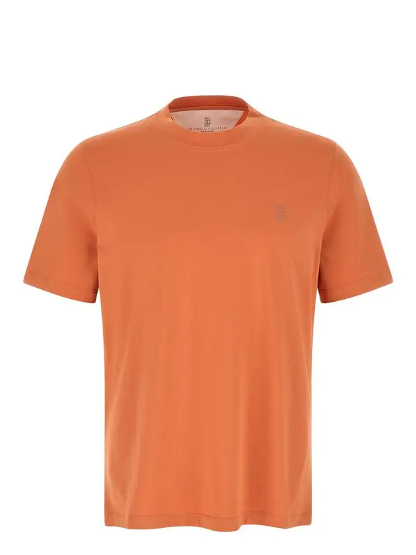 Brunello Cucinelli Logo Print T-shirt - Orange