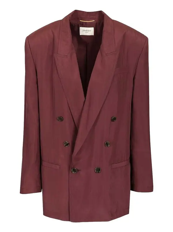 Saint Laurent Silk Double-breasted Jacket - Multicolor