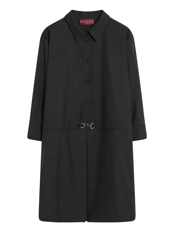 Gucci Wool Shirt Dress With Button Front - Gray