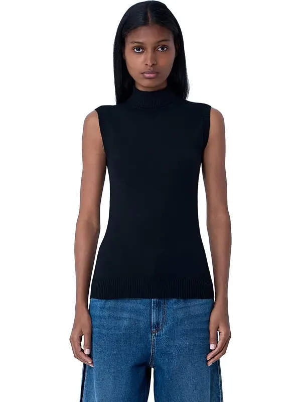 Sportmax Wool Knit Turtleneck Top - Black