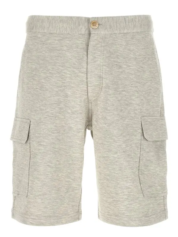 Brunello Cucinelli Cargo Cotton Cashmere And Silk Blend Bermuda Shorts - Gray