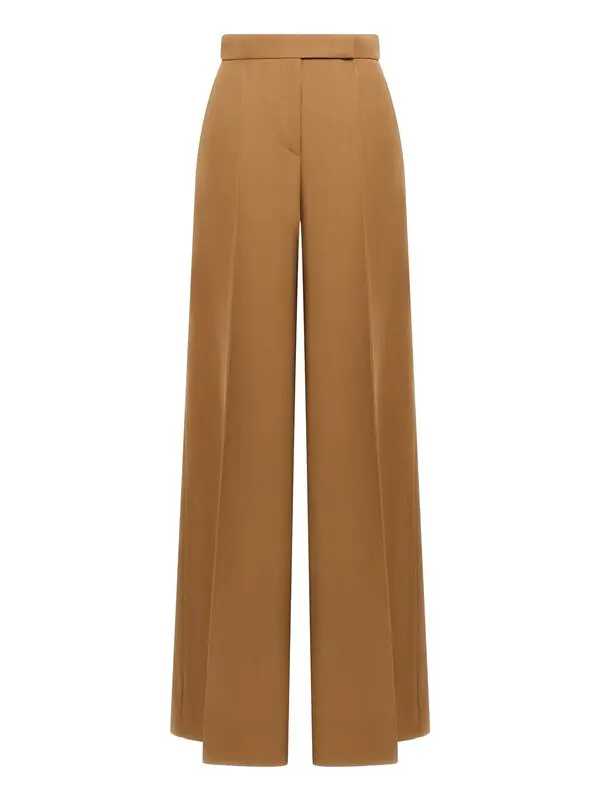 Max Mara Ninfa Wool Gabardine Wide-leg Trousers - Brown