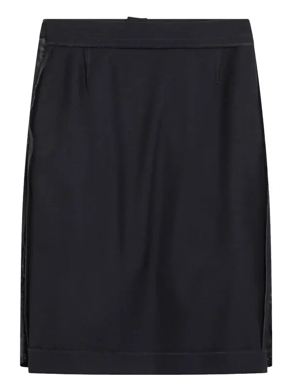 MAISON MARGIELA Wool Blend Pencil Skirt With Satin Side Panels - Blue