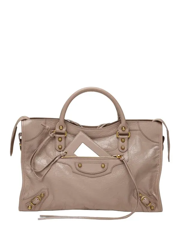 Balenciaga Le City Medium Handbag In Leather - Cream