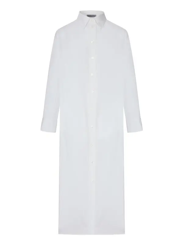 Balenciaga Long Chemisier Dress With Draped Back - White