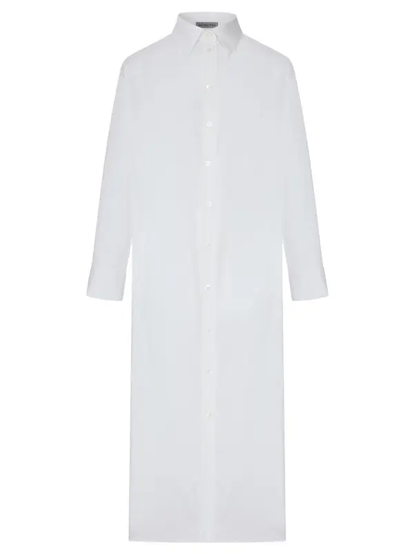 Balenciaga Long Chemisier Dress With Draped Back - White