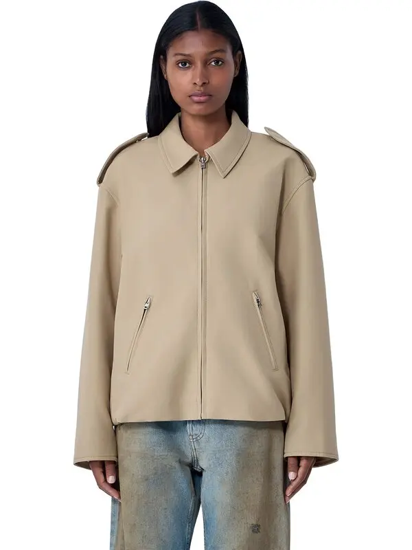 Acne Studios Cotton Satin Zip-up Jacket - Cream