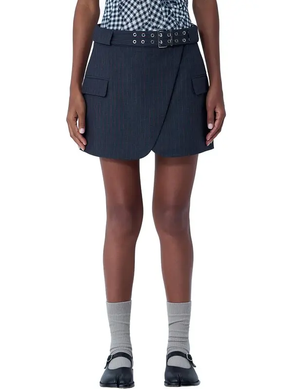 GANNI Stretch Stripe Mini Skirt - Gray